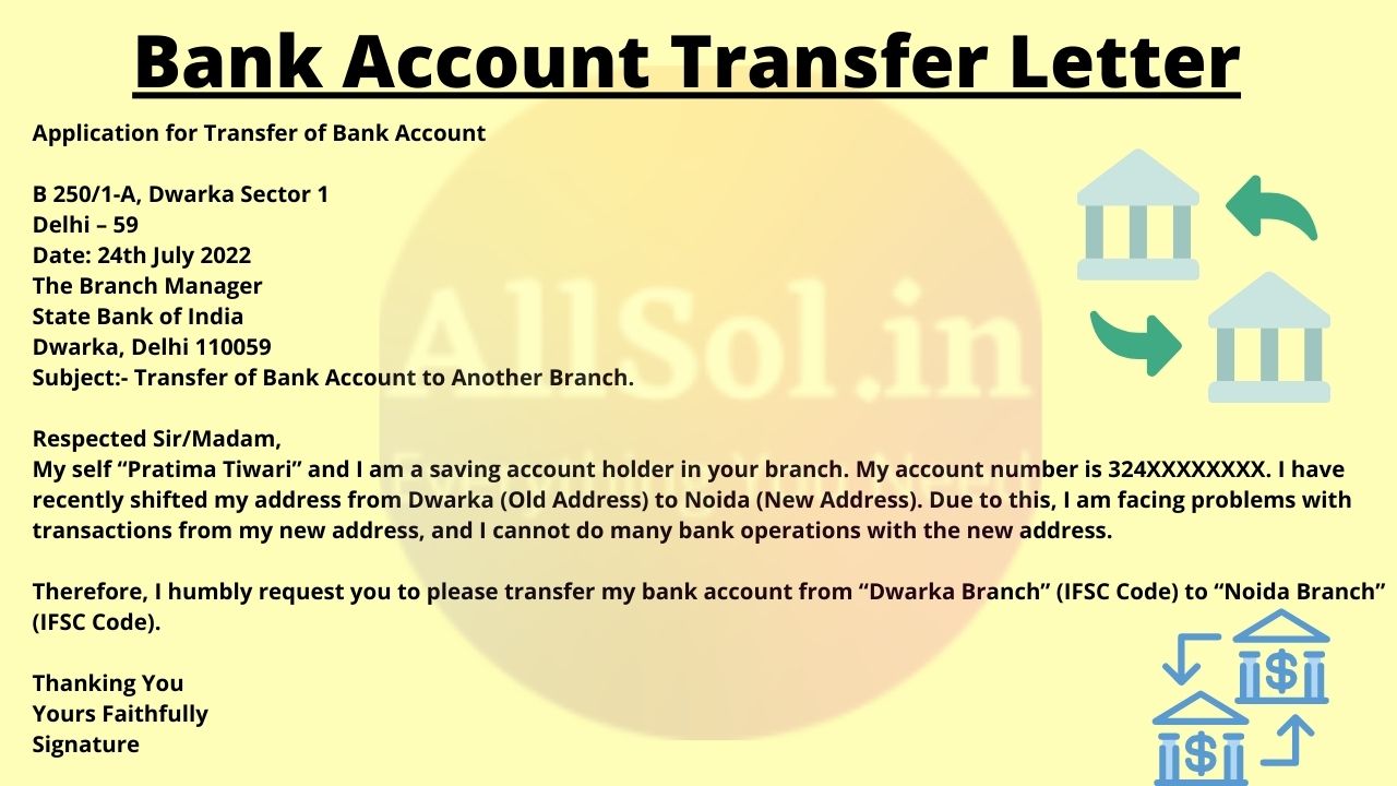 Bank Account Transfer Letter